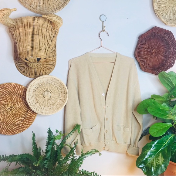 Vintage | Sweaters | Vtg Vsco 9s Tan Chunky Grandpa Sweater | Poshmark